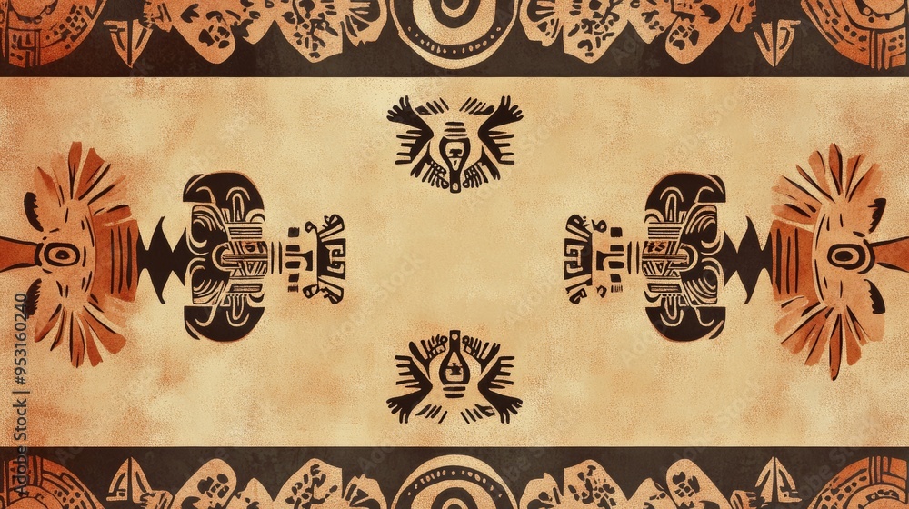 A traditional South American wallpaper featuring a repeating pattern of ...