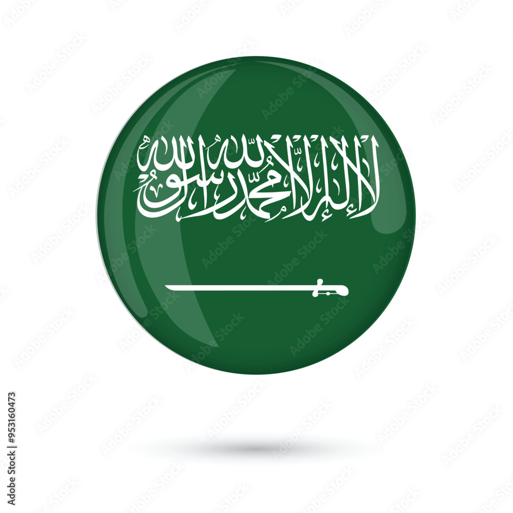 Saudi Arabia flag round glossy shiny official flag of saudi arabia ...
