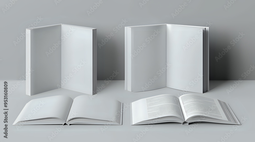 Collection of open book mockups with diverse angles and compositions ...