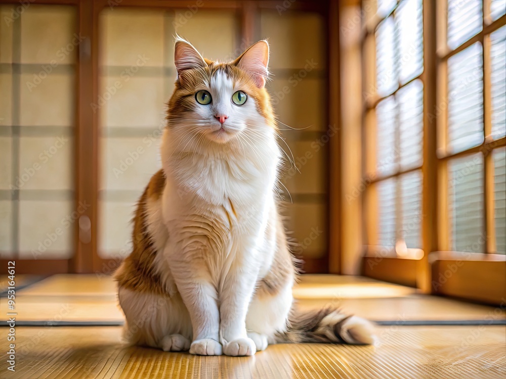 A Single Japanese Bobtail Cat With Its Distinctive Rabbit-Like Bobbed ...