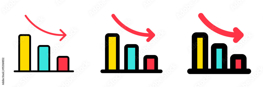 Editable bar chart, investment loss vector icon. Part of a big icon set ...