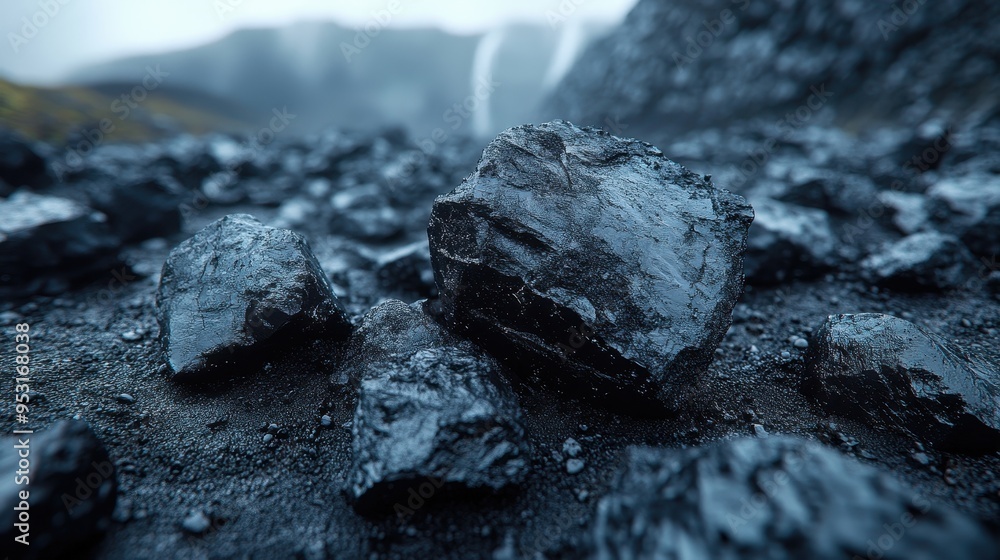 Ultra-Realistic Close-Up of Coal with Detailed Texture and Color, Set ...