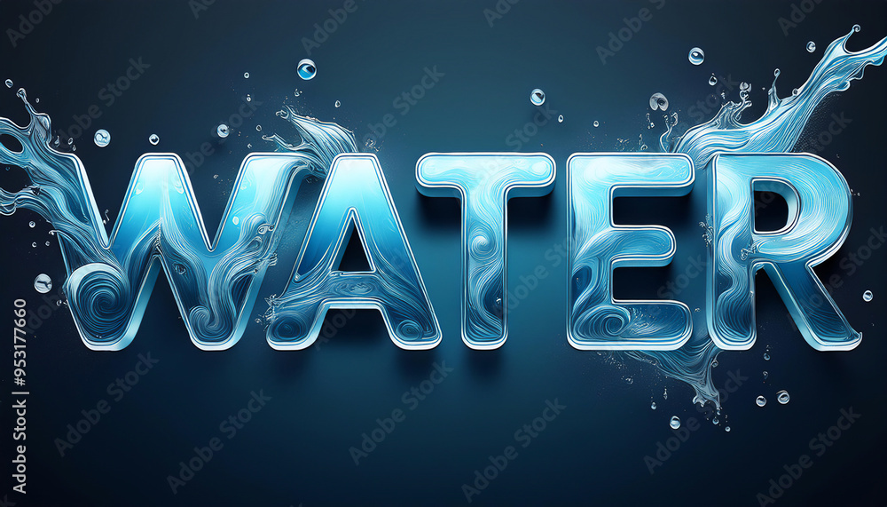 Water text water sign with splashing effects on blue background Stock ...
