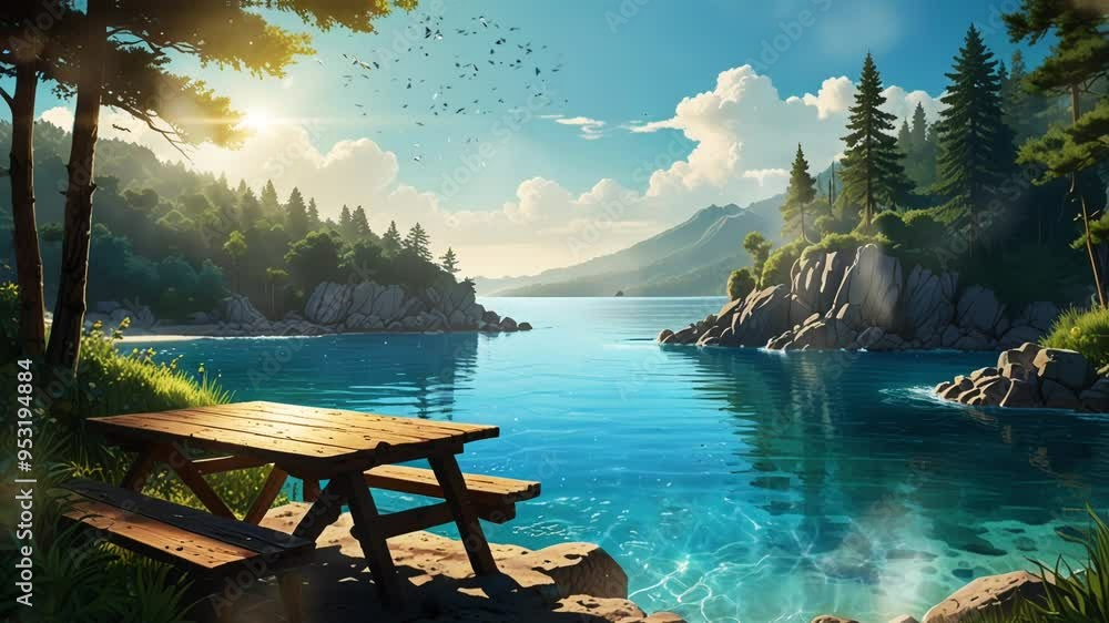 beautiful bay view with aesthetic relaxing place, smooth looping video ...