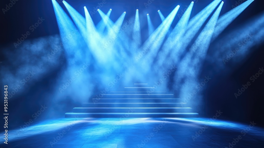 Stage lights backdrop, Stage with a cascade of light beams, vertical ...