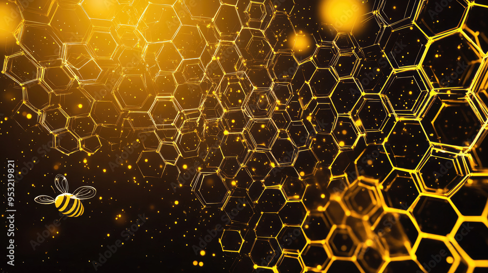 technological bee honeycombs. abstract beehive and apiary. digital bee ...