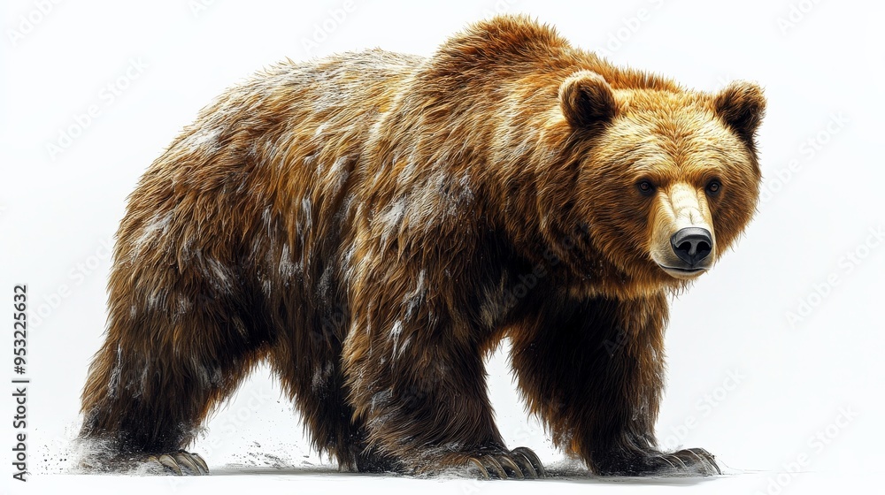 Majestic Grizzly on the Prowl: A powerful grizzly bear dominates the ...