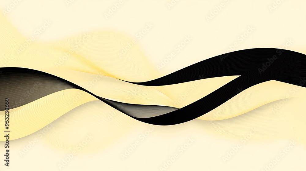 Minimalist Yellow and Black Wavy Border on Cream Background Clip Art ...