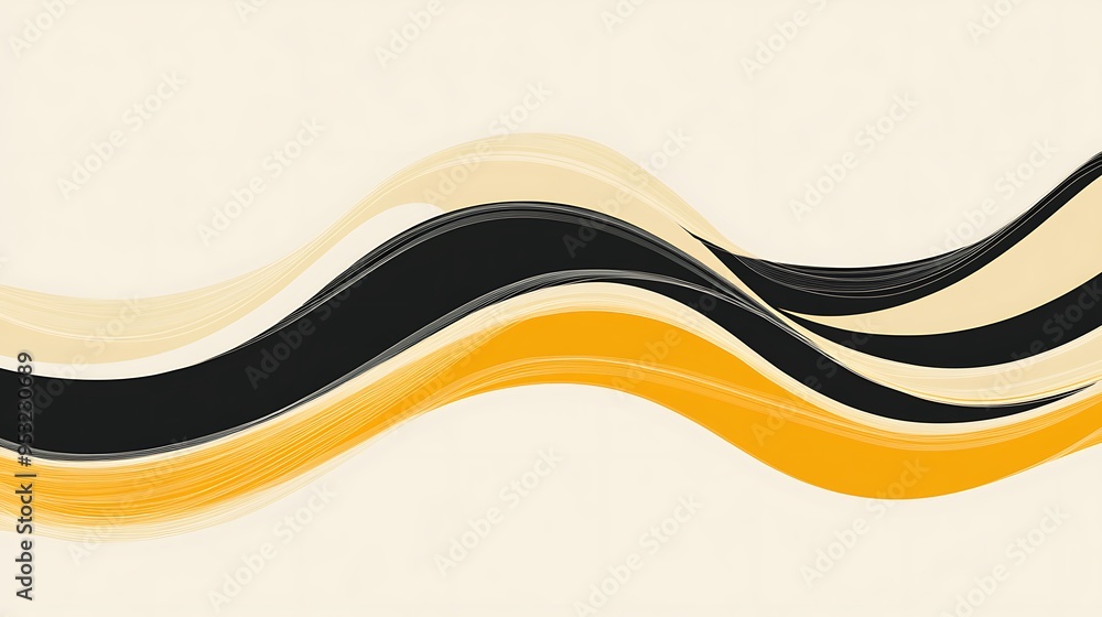 Elegant Yellow and Black Wave Border on Cream Background Clip Art ...