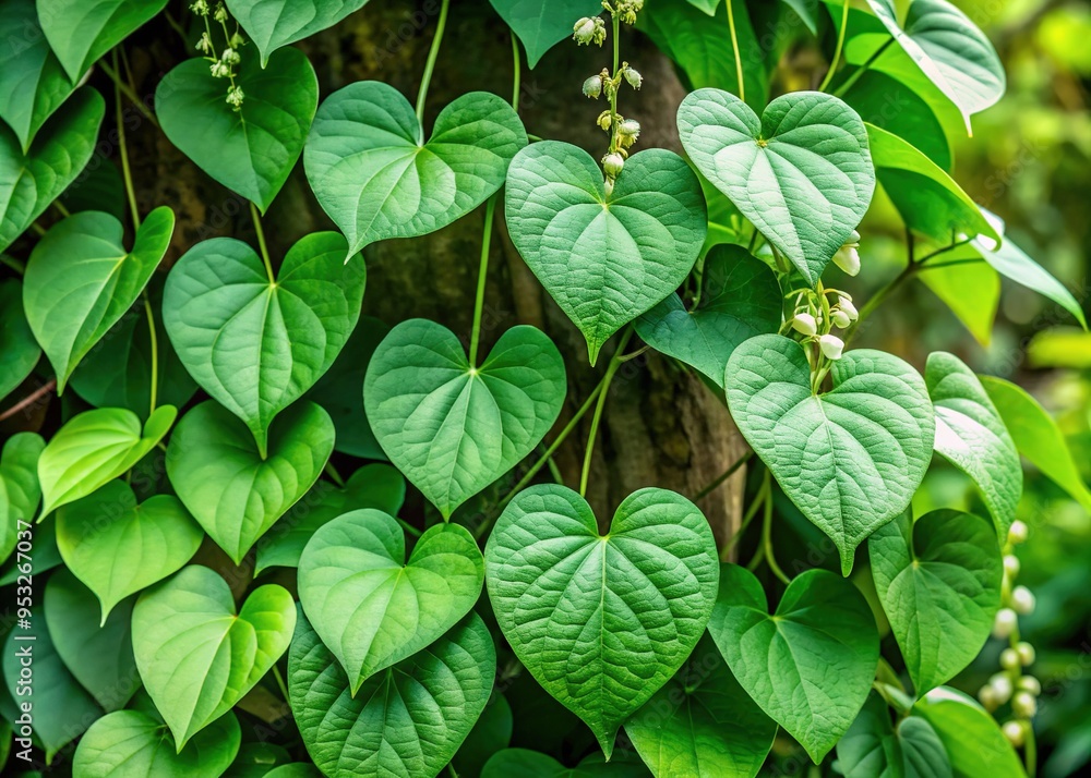 Delicate, twining vines of Larger-yup Wild Yam, Dioscorea oppositifolia ...