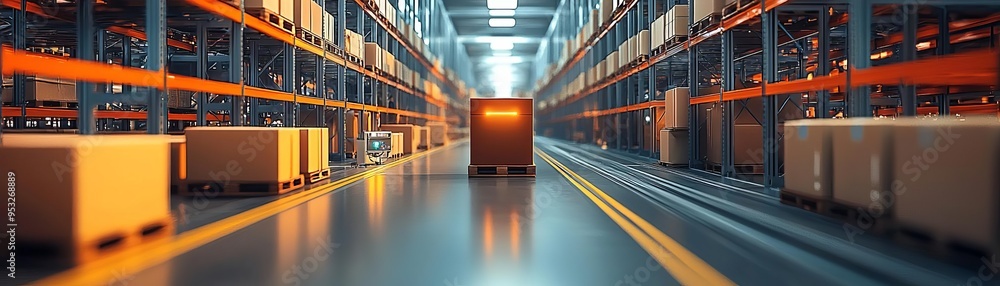 An advanced logistics facility where AI coordination, robotic ...