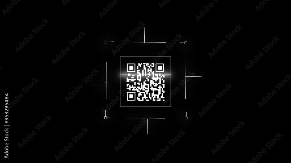 QR code for payment. Scan qr code icon with laser. Isolated on black background. Barcode scanner ...