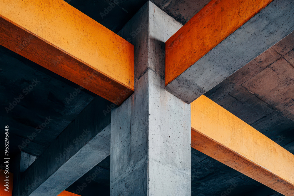 Concrete structures and metal frameworks in an industrial zone ...