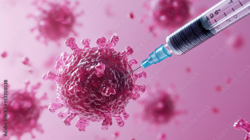 Cancer Treatment Syringe, A syringe aimed at a cancer cell ...