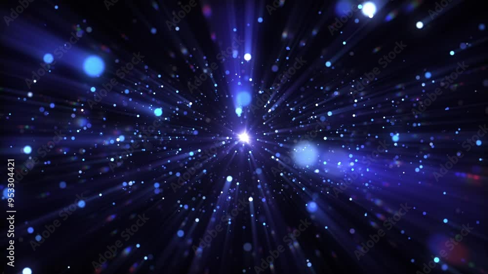 4k Blue Particles Explosion. Motion Background. Xmas glitter particle. Isolated on black ...