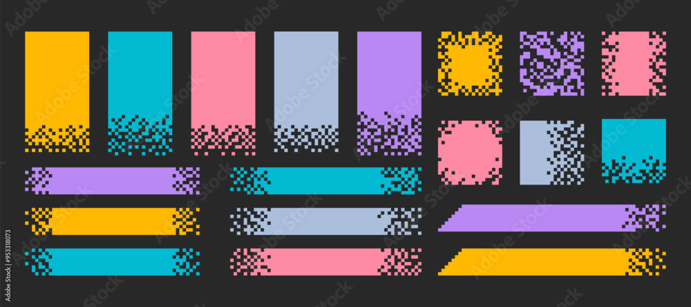 Abstract pixel title, header and text box. Layout with mosaic edges ...