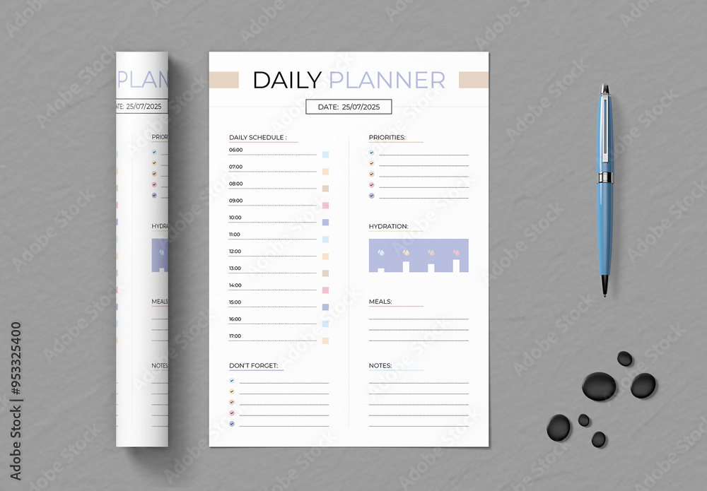 Daily Planner Template Layout Stock Template | Adobe Stock