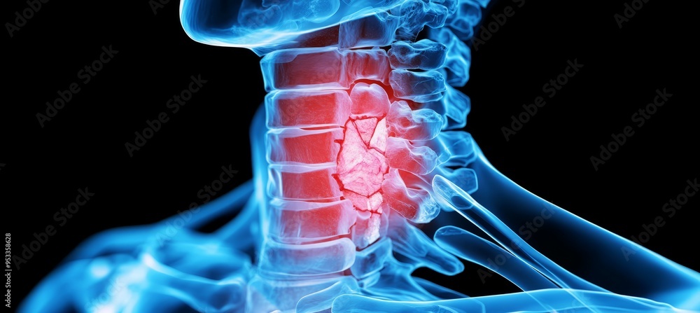 Neck fracture x-ray visual. Medical treatment healthcare concept ...