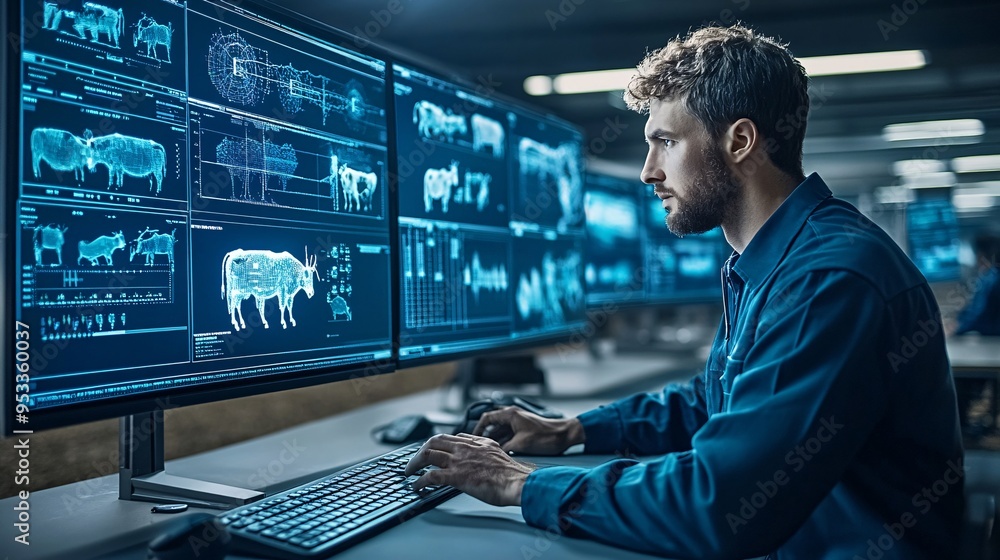 Farmer using AI-driven system to predict and manage livestock diseases ...