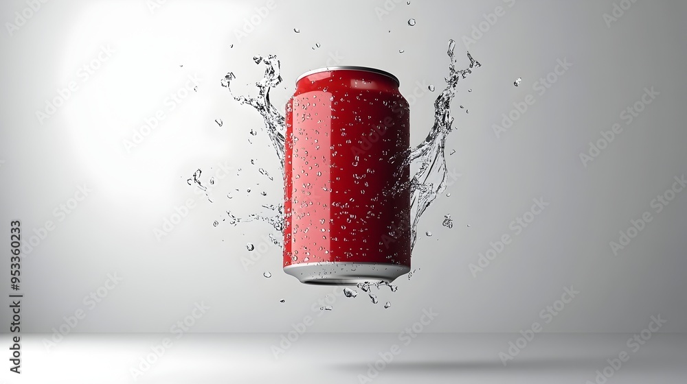 Floating Soda Can with Dynamic Liquid Splashes and Vibrant Bold Colors ...