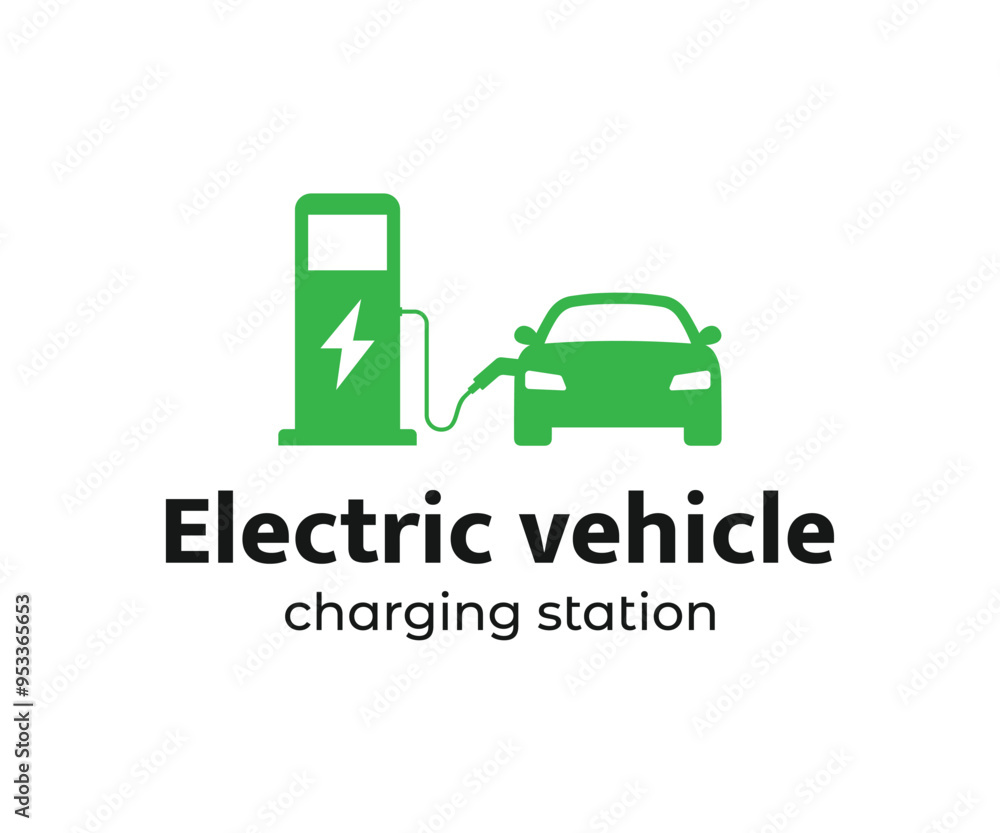 Electrical charging station logo design template. EV charging station ...