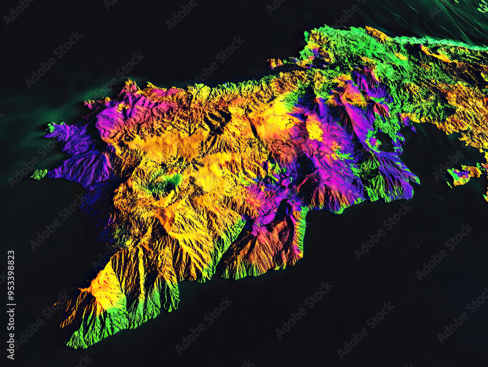 Technical aerial visual, 3D LiDAR GIS aerial map satellite scan model ...