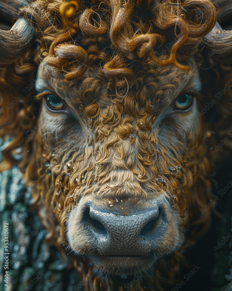 Chinese zodiac sign brown ox, symbolic representation of the ox in ...