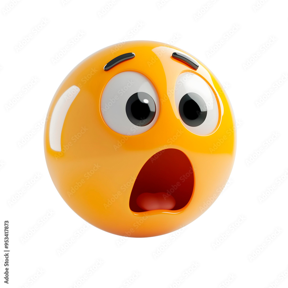 isolated 3d emoji scared face on plain background shocked emoticons ...