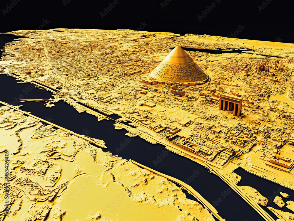 Technical aerial visual, 3D LiDAR GIS aerial map satellite scan model ...