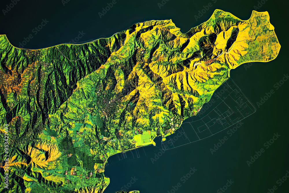Ilustração do Stock: Technical aerial visual, 3D LiDAR GIS aerial map ...