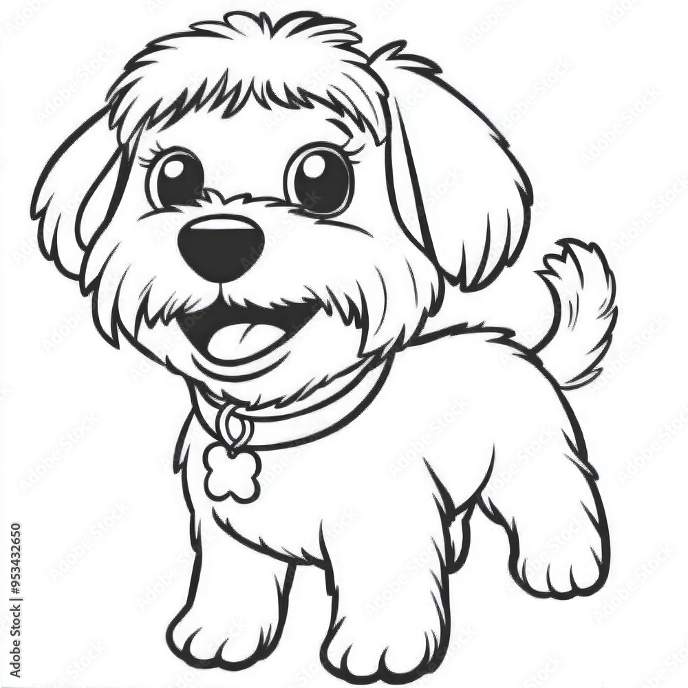 Charming and playful dog coloring page designed for little artists aged ...
