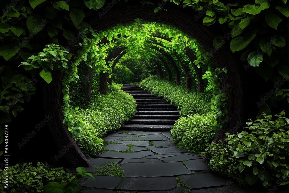 Enchanting secret garden with hidden pathways, blooming flowers ...