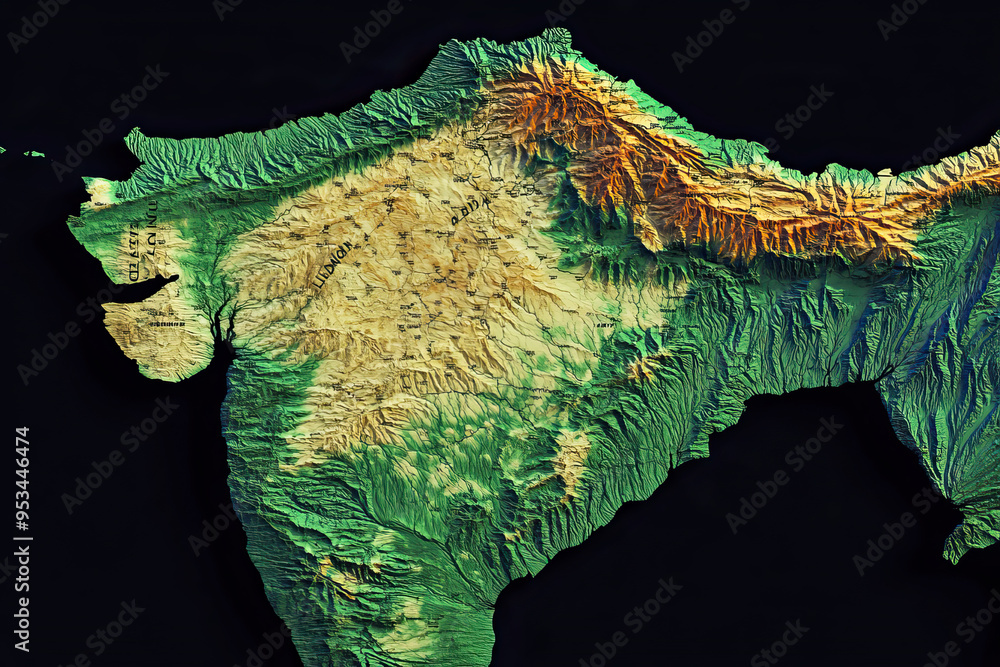 Technical aerial visual, 3D LiDAR GIS aerial map satellite scan model ...