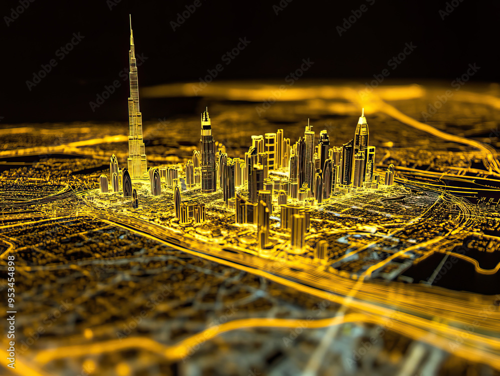 Technical aerial visual, 3D LiDAR GIS aerial map satellite scan model ...