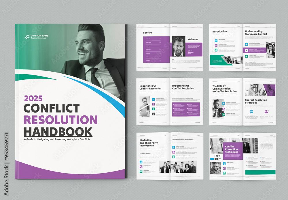 Conflict Resolution Handbook Brochure Stock Template | Adobe Stock