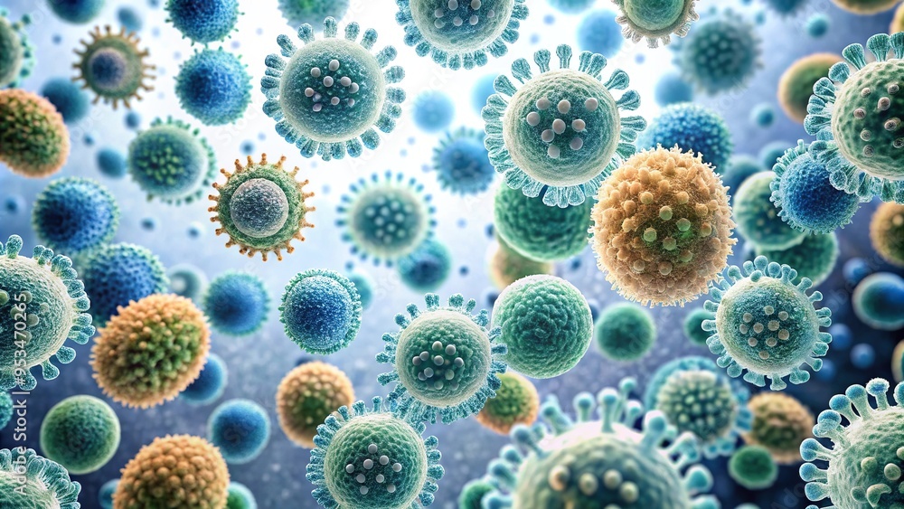 Round bacterial cells on a white background when magnified using a ...