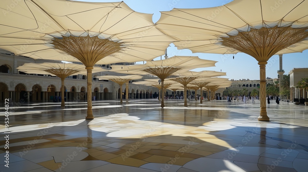 Medina Haram Piazza Shading Umbrellas or Al-Masjid An-Nabawi Umbrellas ...