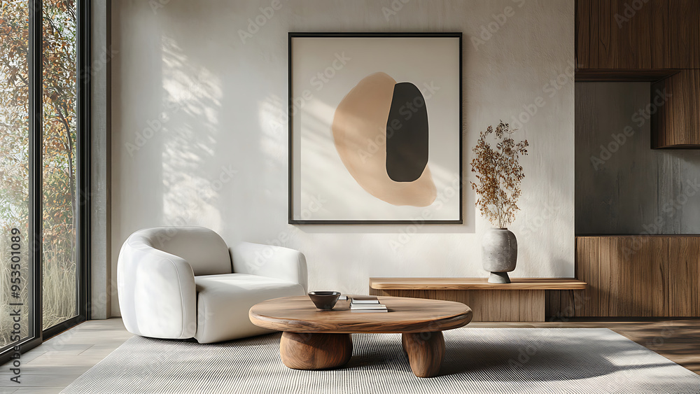 Foto de Interior design of modern living room with accent white ...