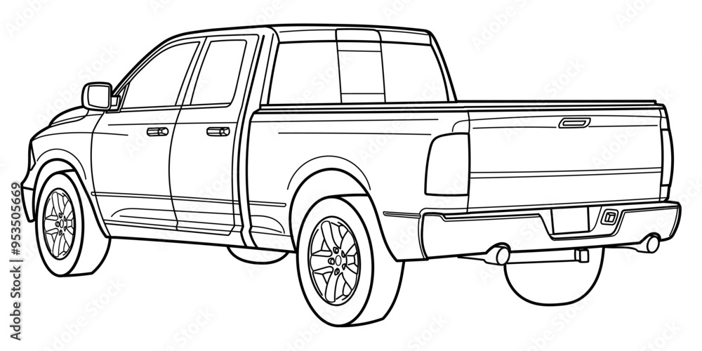Ivano-Frankivsk, Ukraine - 25 July 2023: Outline drawing of a Dodge Ram ...
