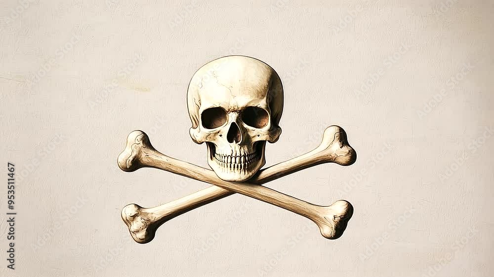 The illustration features a classic depiction of a skull and crossbones ...