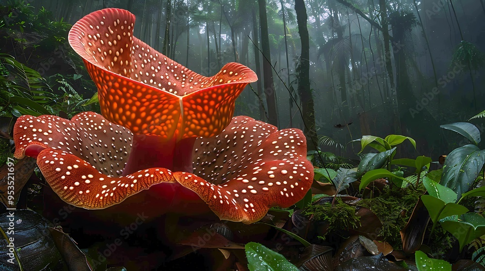 The giant Rafflesia flower, the world’s largest bloom, nestled within a ...
