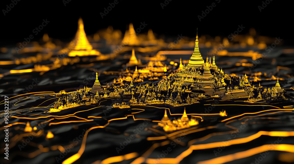 Technical aerial visual, 3D LiDAR GIS aerial map satellite scan model ...