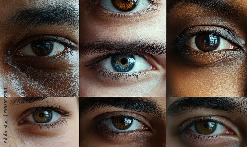 Collage of Eyes Beautiful People of Different Ages and Multiethnic ...