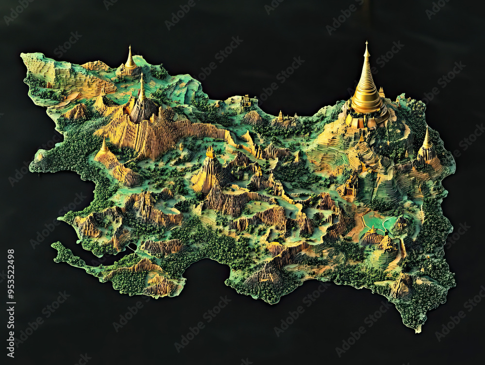 Technical aerial visual, 3D LiDAR GIS aerial map satellite scan model ...