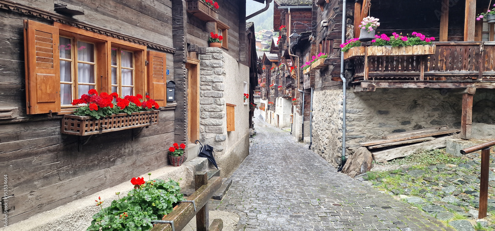 Most beautiful Swiss villages - pretty Griementz with traditional ...