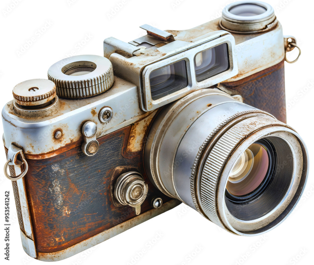 A vintage camera, isolated on a transparent background, retro ...