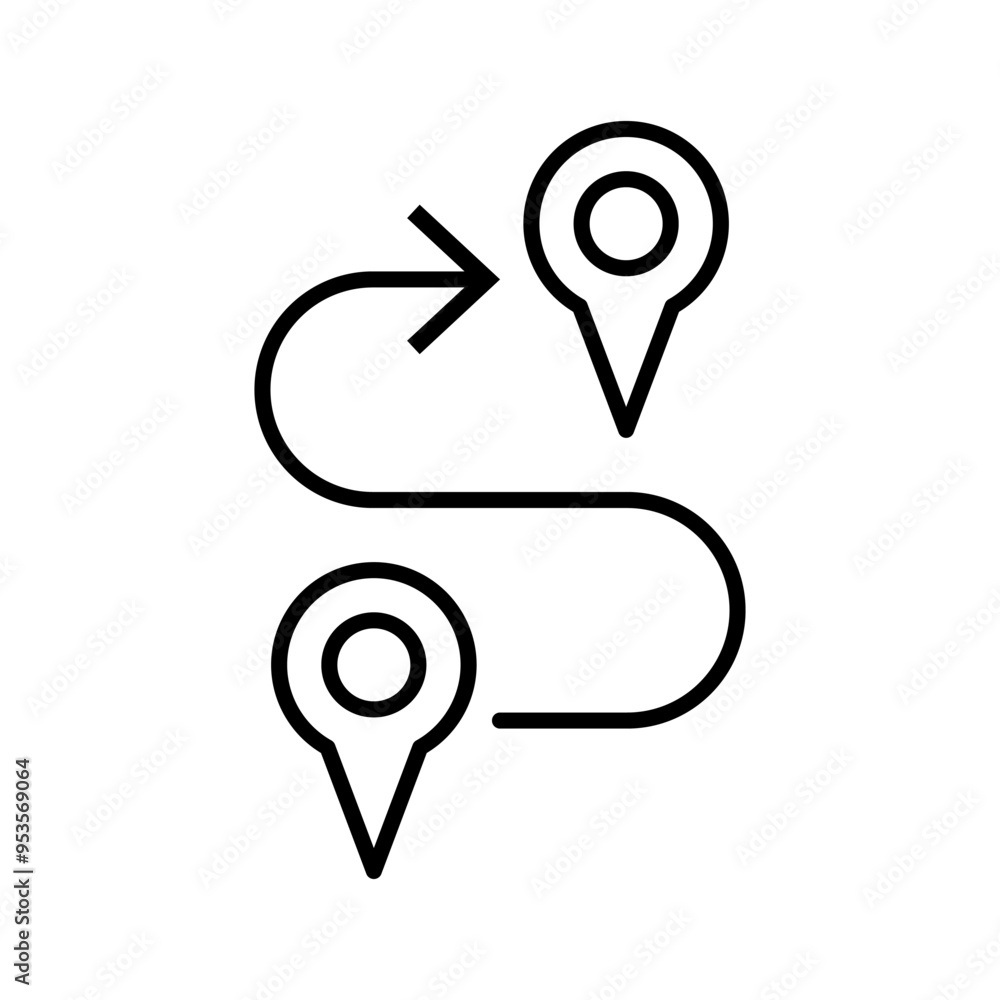 Map, route, gps distance, roadmap icon. Geolocation map path distance ...