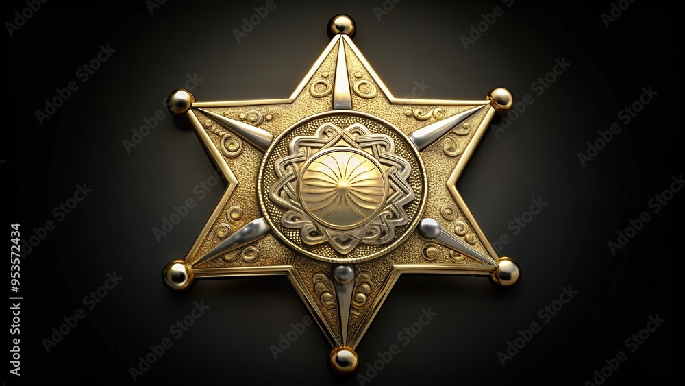 Sheriff badge with intricate detailing and star emblem, sheriff, badge ...