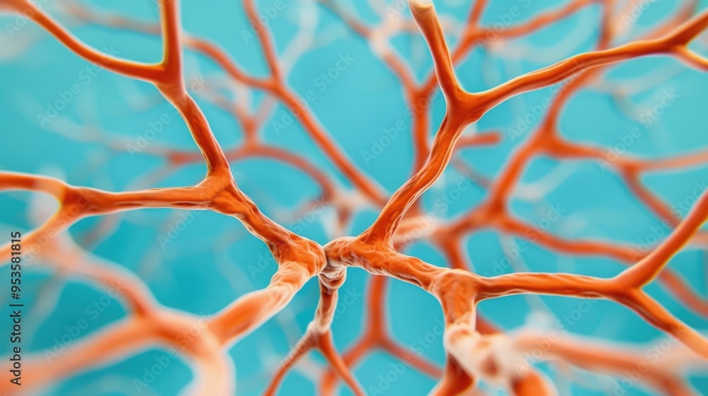 Intricate neural network visualization showcasing an abstract deep learning inspired branching ...