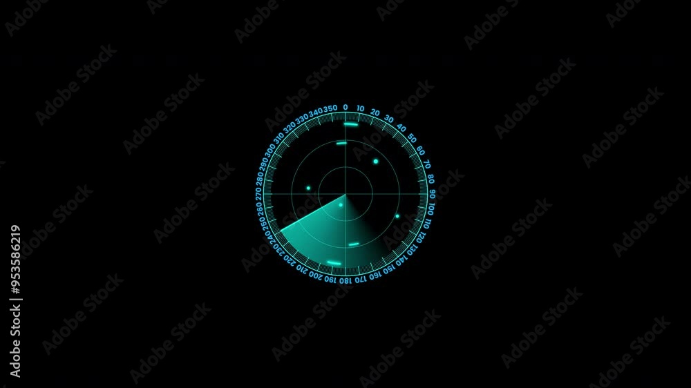 Radar Scanning loop. Looped animation radar icon on a transparent background. Radar screen ...